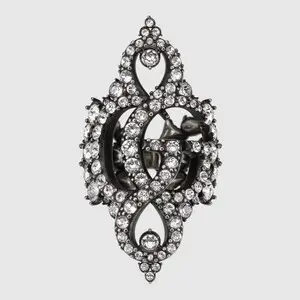 Gucci Gg Marmont Crystal Wide Ring - Silver-toned Metal