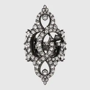 Gucci Gg Marmont Crystal Wide Ring - Silver-toned Metal
