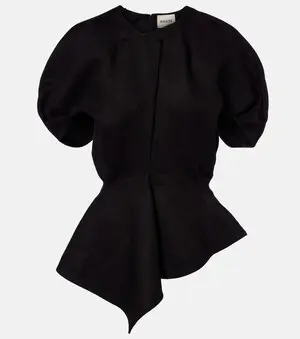 Khaite Rumi Peplum Linen-blend Top