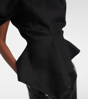 Khaite Rumi Peplum Linen-blend Top