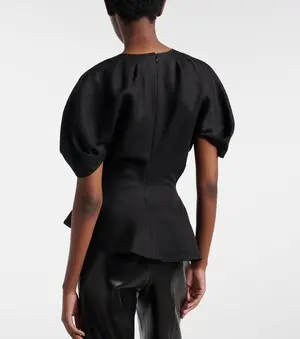 Khaite Rumi Peplum Linen-blend Top