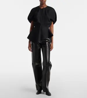Khaite Rumi Peplum Linen-blend Top