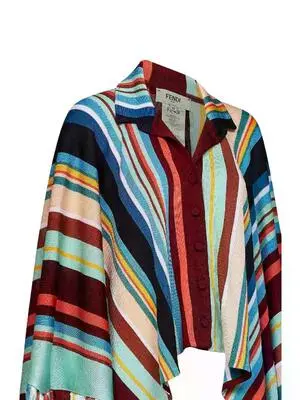 Fendi Multicolour Intarsia-knit Fringed Poncho