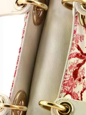 Dior Lady Chain Bag Embroidered Calfskin Mini Satchel - Red