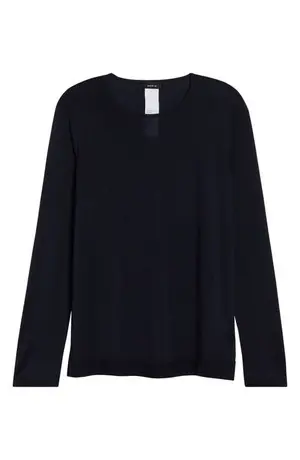 Akris Fine Cashmere & Silk Long Sleeve Sweater - Navy