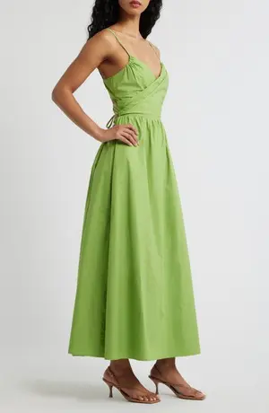 Lulus Marcella Cotton Poplin Tie Back Midi Dress