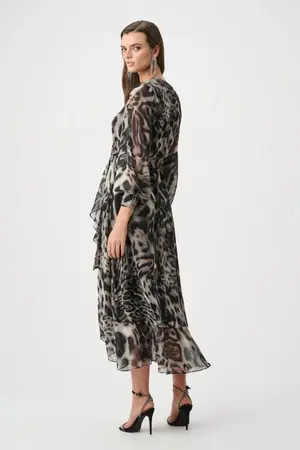 Joseph Ribkoff Chiffon Printed Fit And Flare Wrap Dress