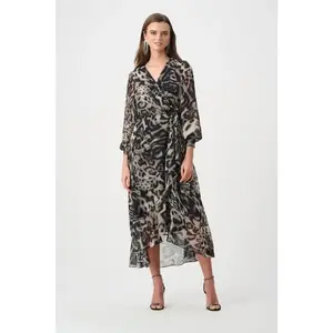 Joseph Ribkoff Chiffon Printed Fit And Flare Wrap Dress