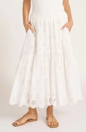 Matty M. Shayla Eyelet Lace Cotton Skirt - Vellum