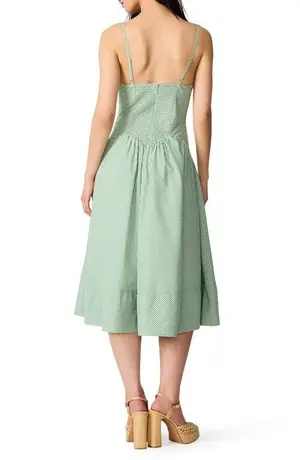 Steve Madden Una Stripe Seersucker Midi Dress - Green Moss