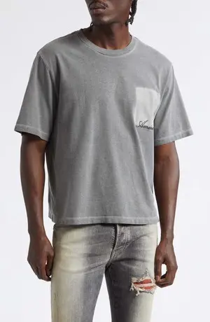 Amiri Faded Pocket Crop T-shirt - Black