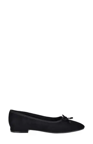 Calvin Klein Cyrie Suede Ballet Flats With Bow Detailing - Black