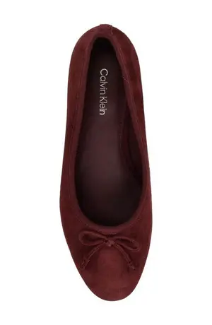 Calvin Klein Cyrie Bow Embellished Ballet Flat - Dark Red