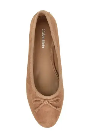 Calvin Klein Cyrie Suede Ballet Flats With Bow Detailing