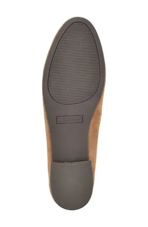 Calvin Klein Cyrie Suede Ballet Flats With Bow Detailing