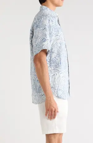 Tommy Bahama Antigo Vines Leaf Print Short Sleeve Linen Button-up Shirt