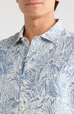 Tommy Bahama Antigo Vines Leaf Print Short Sleeve Linen Button-up Shirt