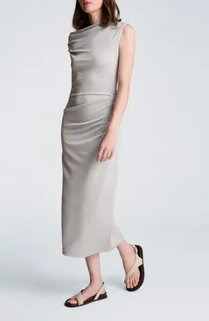 KENNETH COLE One-shoulder Ruched Maxi Dress - Stone Grey