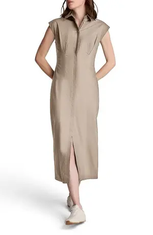 KENNETH COLE Pleated Maxi Shirtdress - Burlap