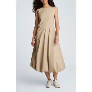 KENNETH COLE Sleeveless Bubble Hem Midi Dress - Burlap
