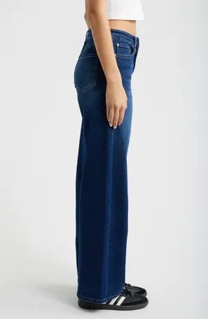 YMI High Waist Wide Leg Jeans In Dark Wash Denim