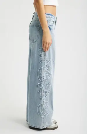 YMI Joey Super Wide Leg Jeans With Love Appliqu