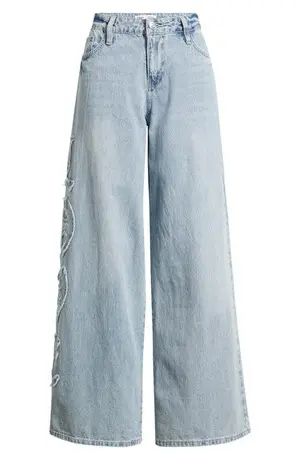 YMI Joey Super Wide Leg Jeans With Love Appliqu