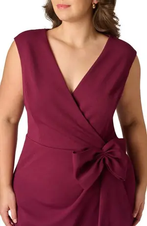 Adrianna Papell Sleeveless Bow Crepe Sheath Dress