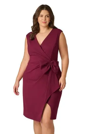 Adrianna Papell Sleeveless Bow Crepe Sheath Dress