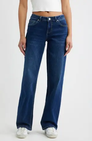 YMI Bella Star Pocket Wide Leg Jeans - Dark Blue