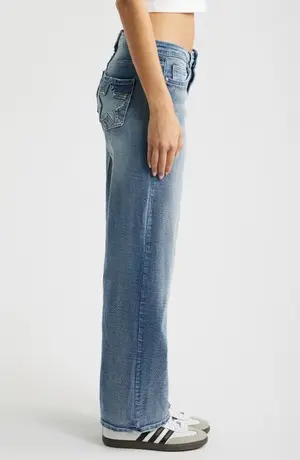 YMI Bella Star Pocket Wide Leg Jeans - Light Blue
