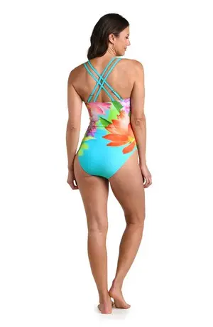 La Blanca Tropical Floral Print Underwire One-piece Swimsuit With Keyhole Cutout