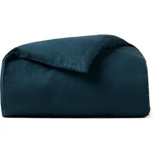 COYUCHI Relaxed Organic Linen Duvet Cover - Midnight Indigo