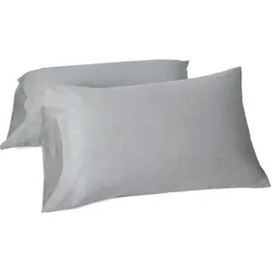COYUCHI Crinkled Organic Cotton Percale Pillowcases - Graphite Chambray