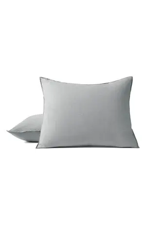 COYUCHI Crinkled Organic Cotton Percale Shams - Graphite Chambray