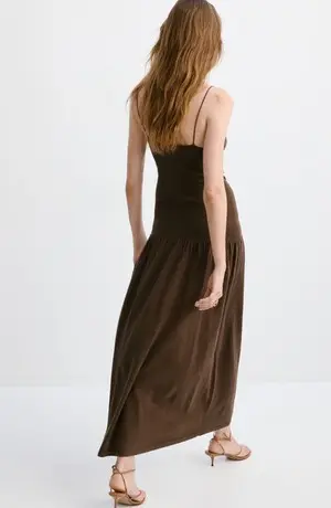Mango Gathered Sleeveless Midi Dress