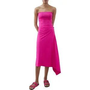 Mango Asymmetric Midi Skirt - Fuchsia