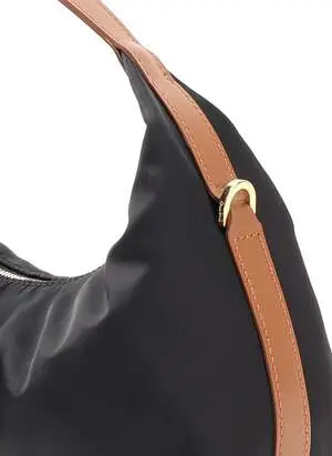 ELLEME Le Nylon Medium Hobo Bag With Leather Trimming - Black/cognac