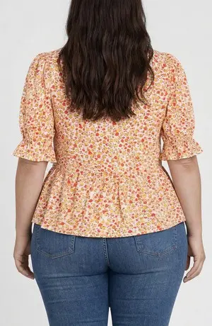 LIVERPOOL Floral Print Peplum Top