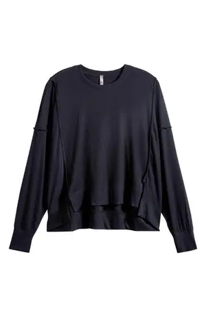Free People All My Love Long Sleeve Rib T-shirt - Black