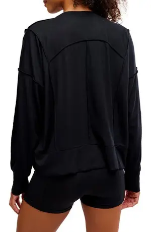 Free People All My Love Long Sleeve Rib T-shirt - Black