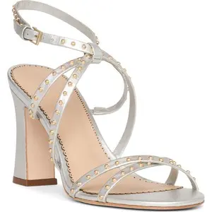 Cinq À Sept Blair Studded Metallic Block Heel Sandals - Silver/gold