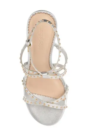 Cinq À Sept Blair Studded Metallic Block Heel Sandals
