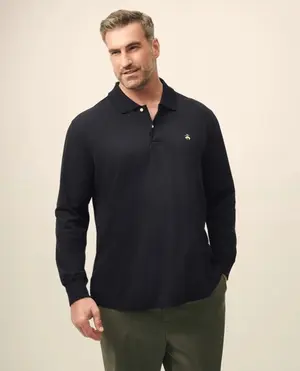 Brooks Brothers Golden Fleece Big & Tall Stretch Supima Long-sleeve Polo Shirt - Black