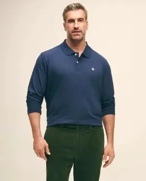 Brooks Brothers Golden Fleece Big & Tall Stretch Supima Long-sleeve Polo Shirt - Navy