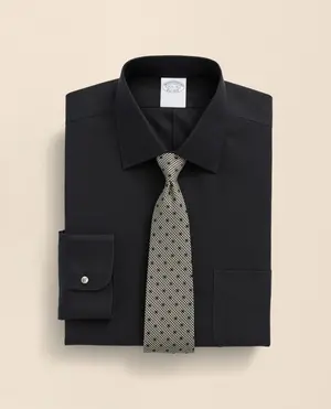 Brooks Brothers Stretch Supima Cotton Non-iron Pinpoint Oxford Ainsley Collar Dress Shirt - Black