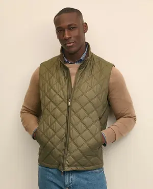 Brooks Brothers Diamond Quilted Vest - Olive