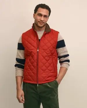 Brooks Brothers S Paddock Diamond Quilted Vest | | Medium - Red