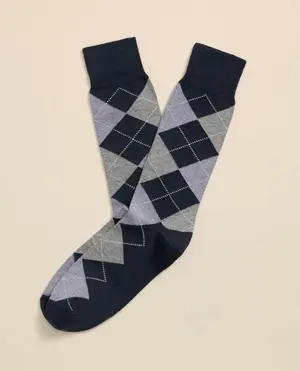 Brooks Brothers Cotton Blend Argyle Socks - Navy