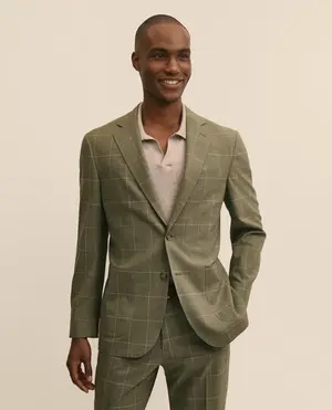 Brooks Brothers Explorer Collection Slim Fit Wool Windowpane Suit Jacket - Olive